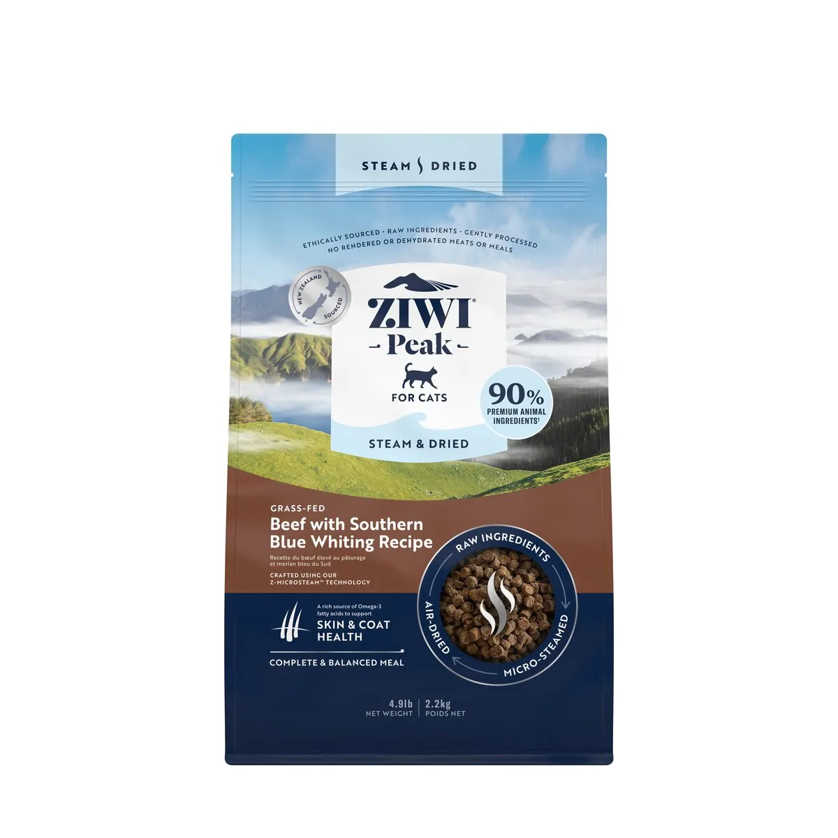 Ziwi Peak Steam & Dried Cat Food Beef 2.2kg - Pets Warehouse