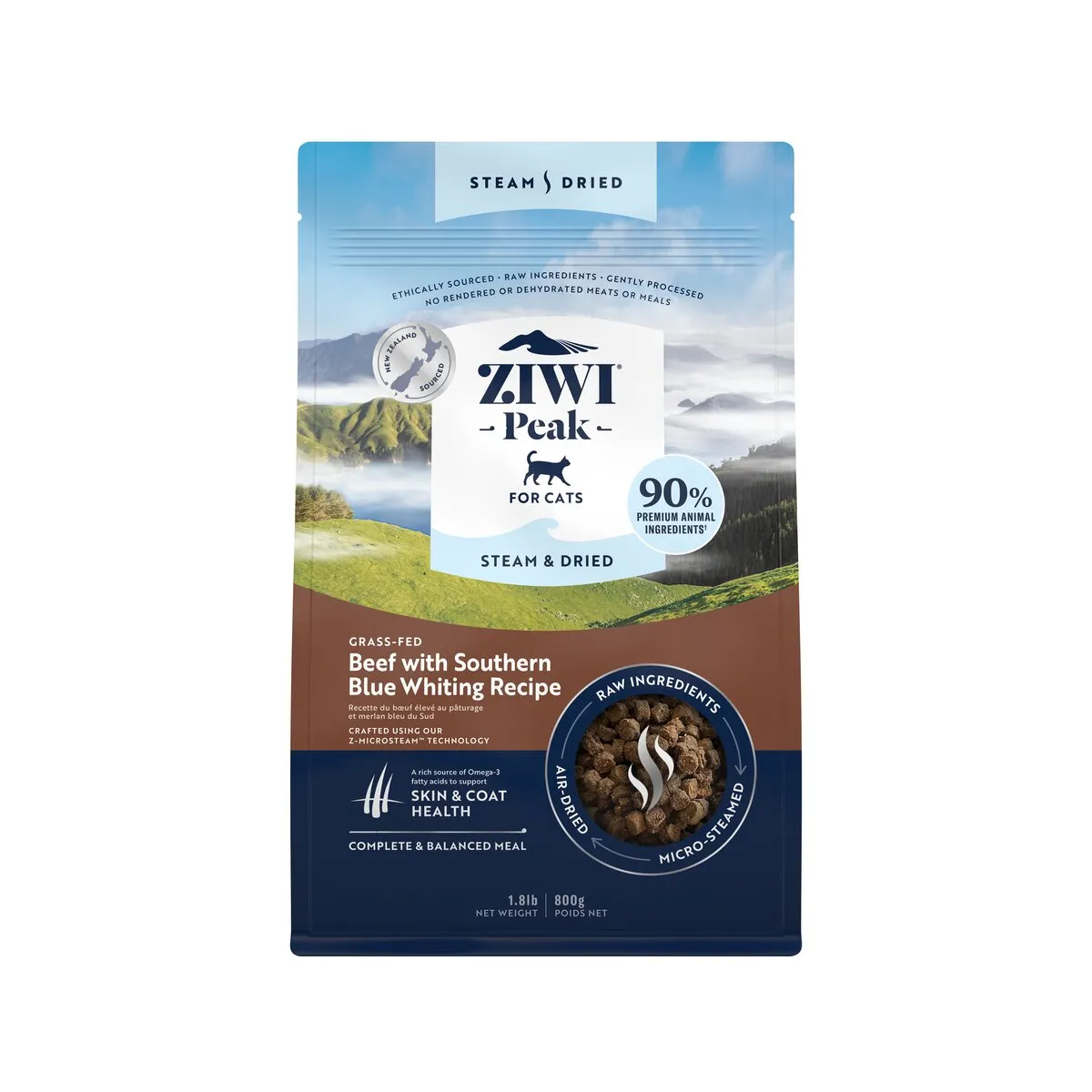 Ziwi Peak Steam & Dried Cat Food Beef 800g - Pets Warehouse