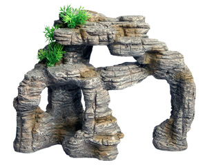 Aqua One Ornament - Rock Cliff With Plant - Pets Warehouse